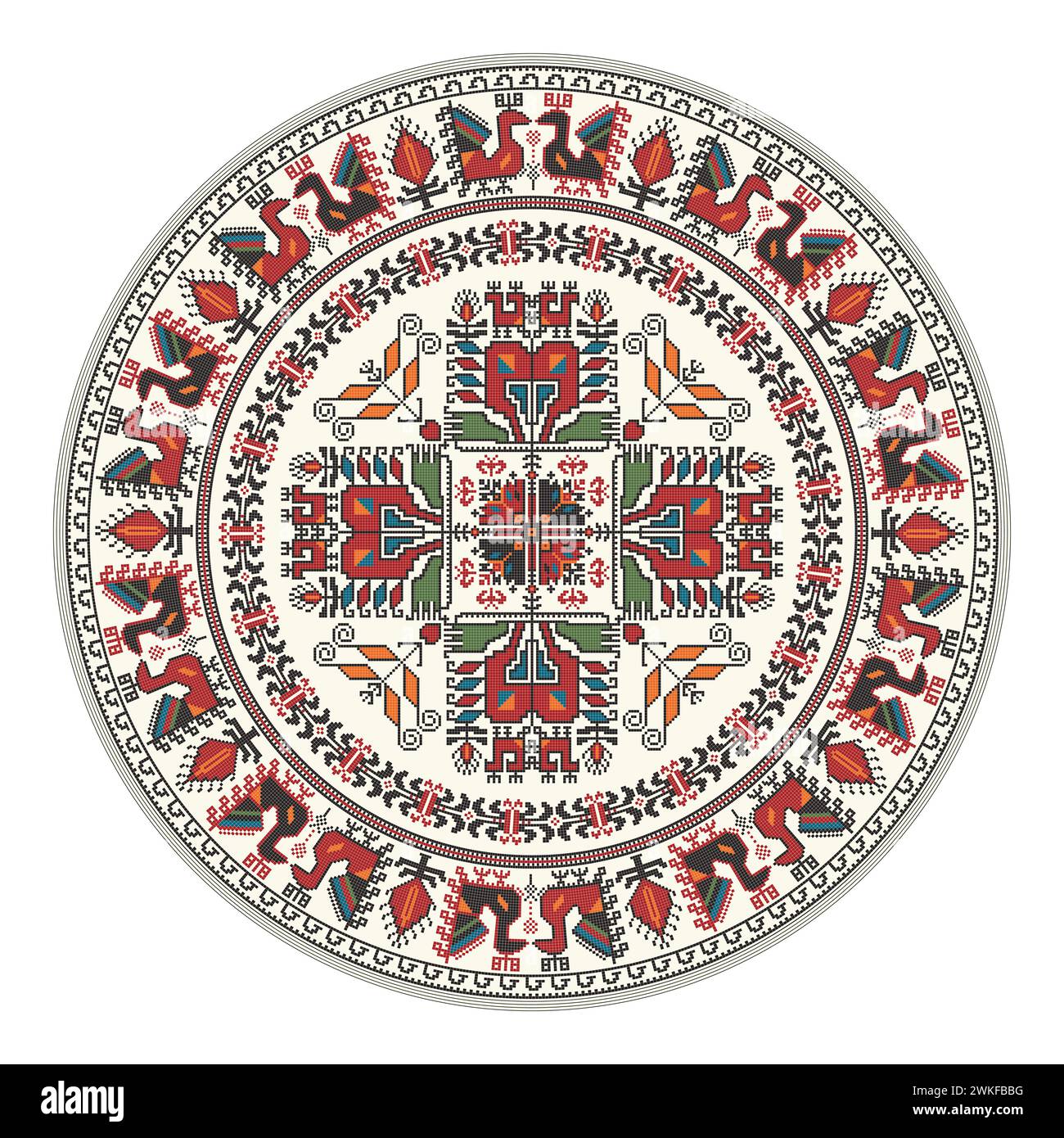Traditional Bulgarian embroidery design element over white background ...