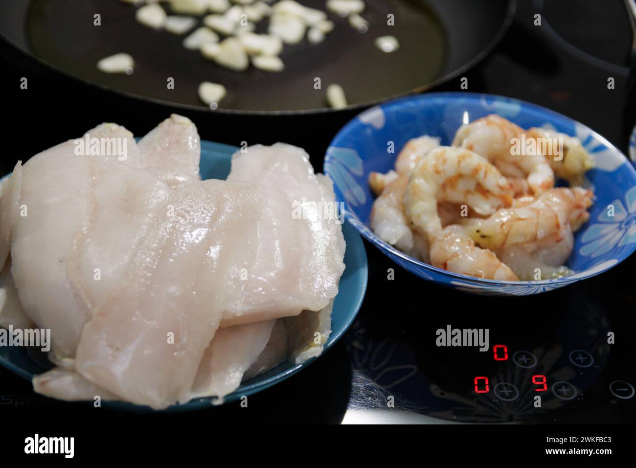Fish in sauce with shrimp. Step by step preparation. Prepared ...