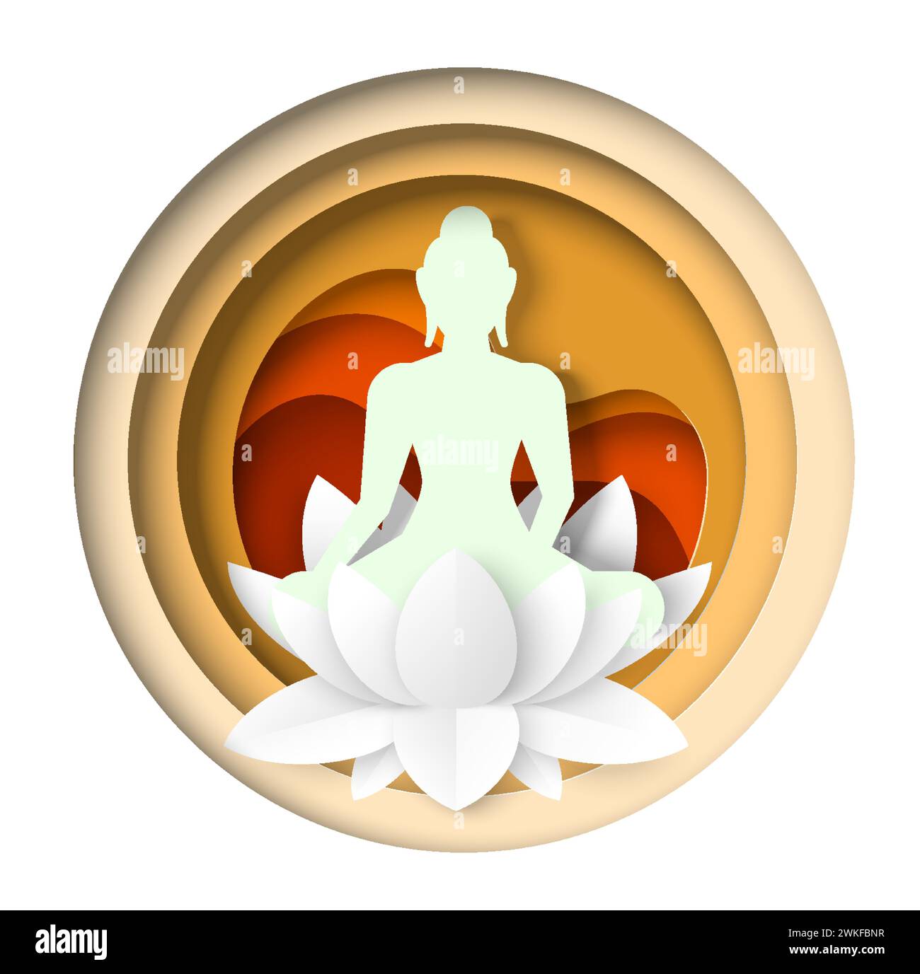 Buddhism religion symbol paper cut craft art vector illustration Stock ...