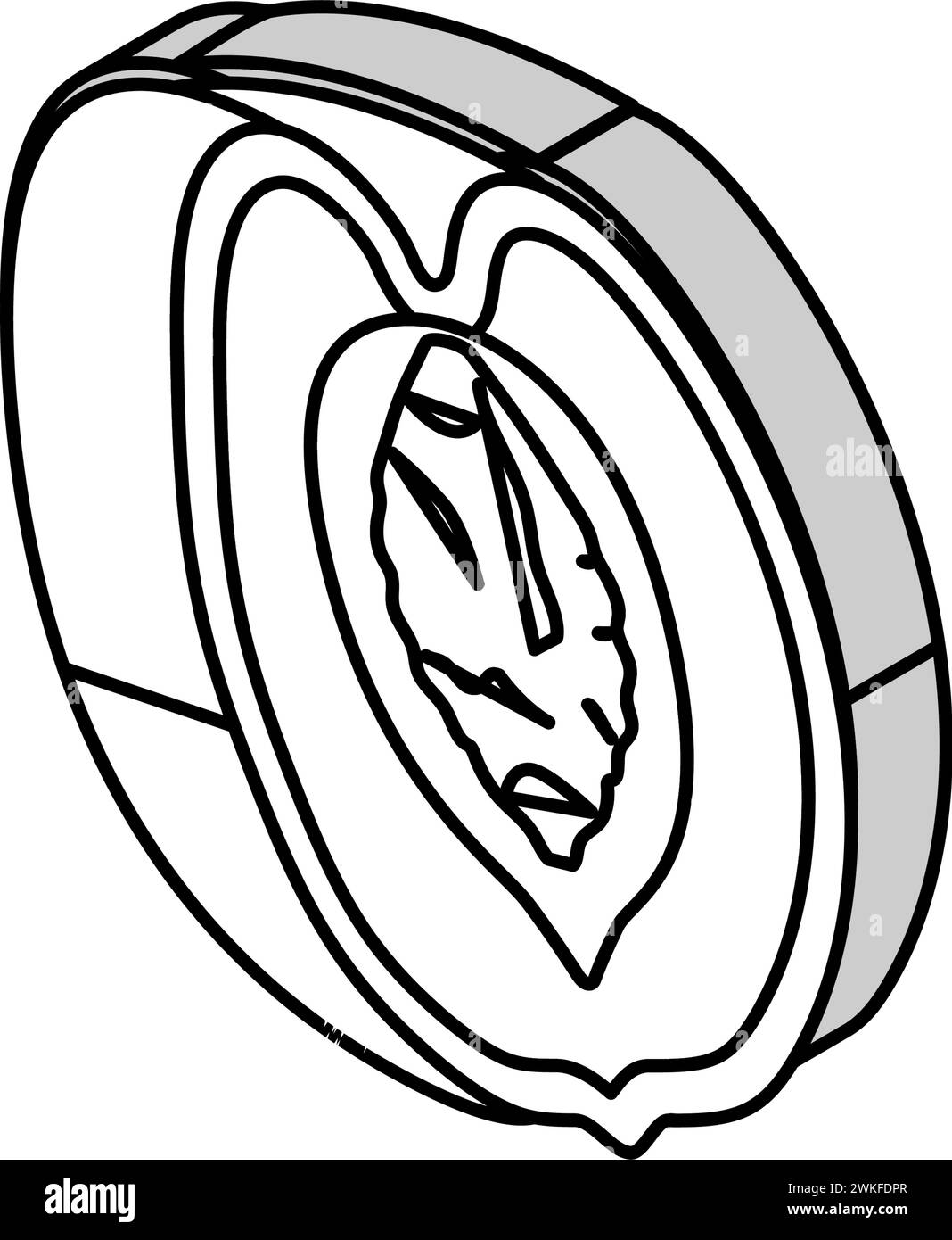 ripe peach cut pit isometric icon vector illustration Stock Vector ...