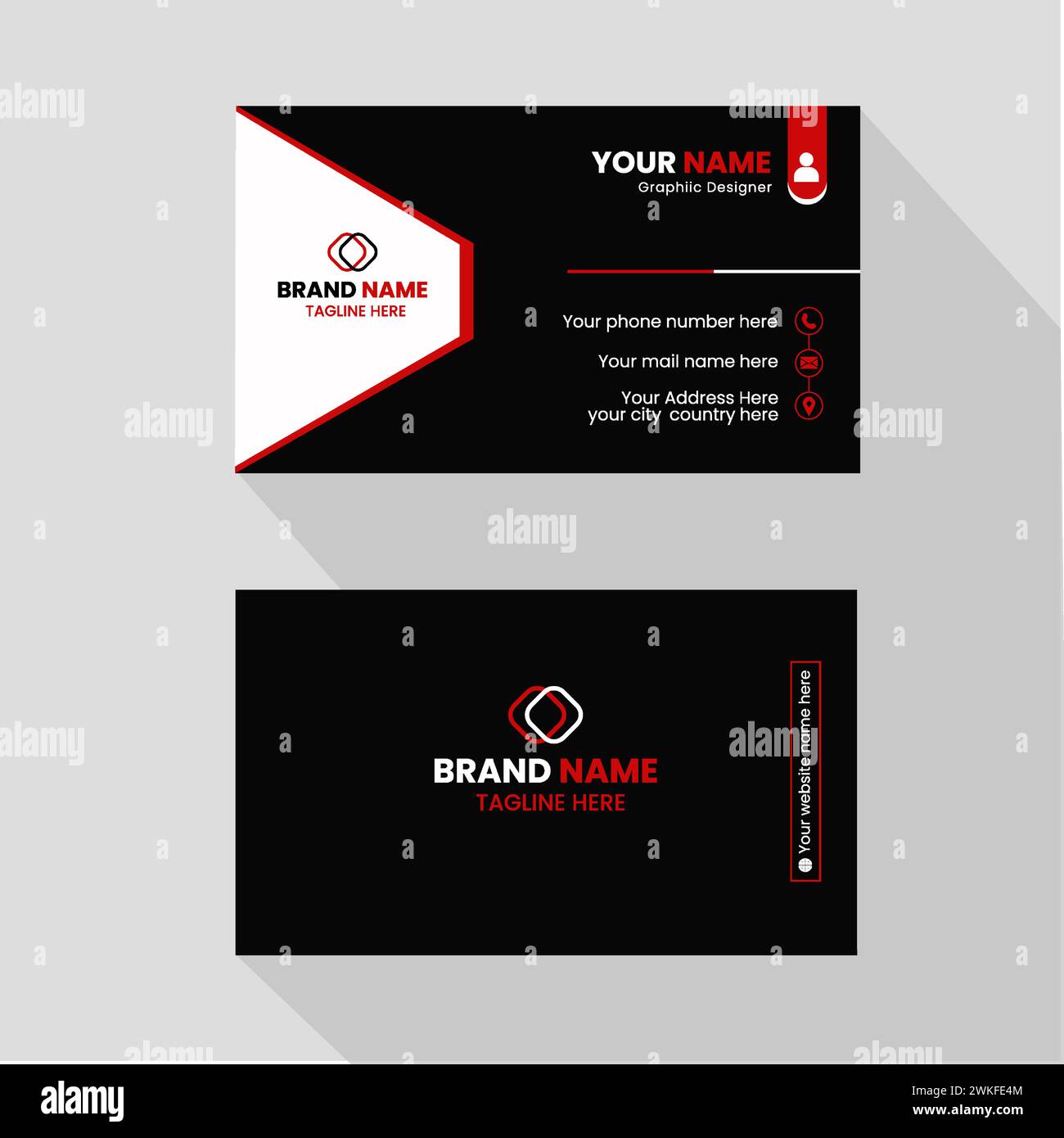 Minimalist Business Card Design Template, Black Dark Business Card ...