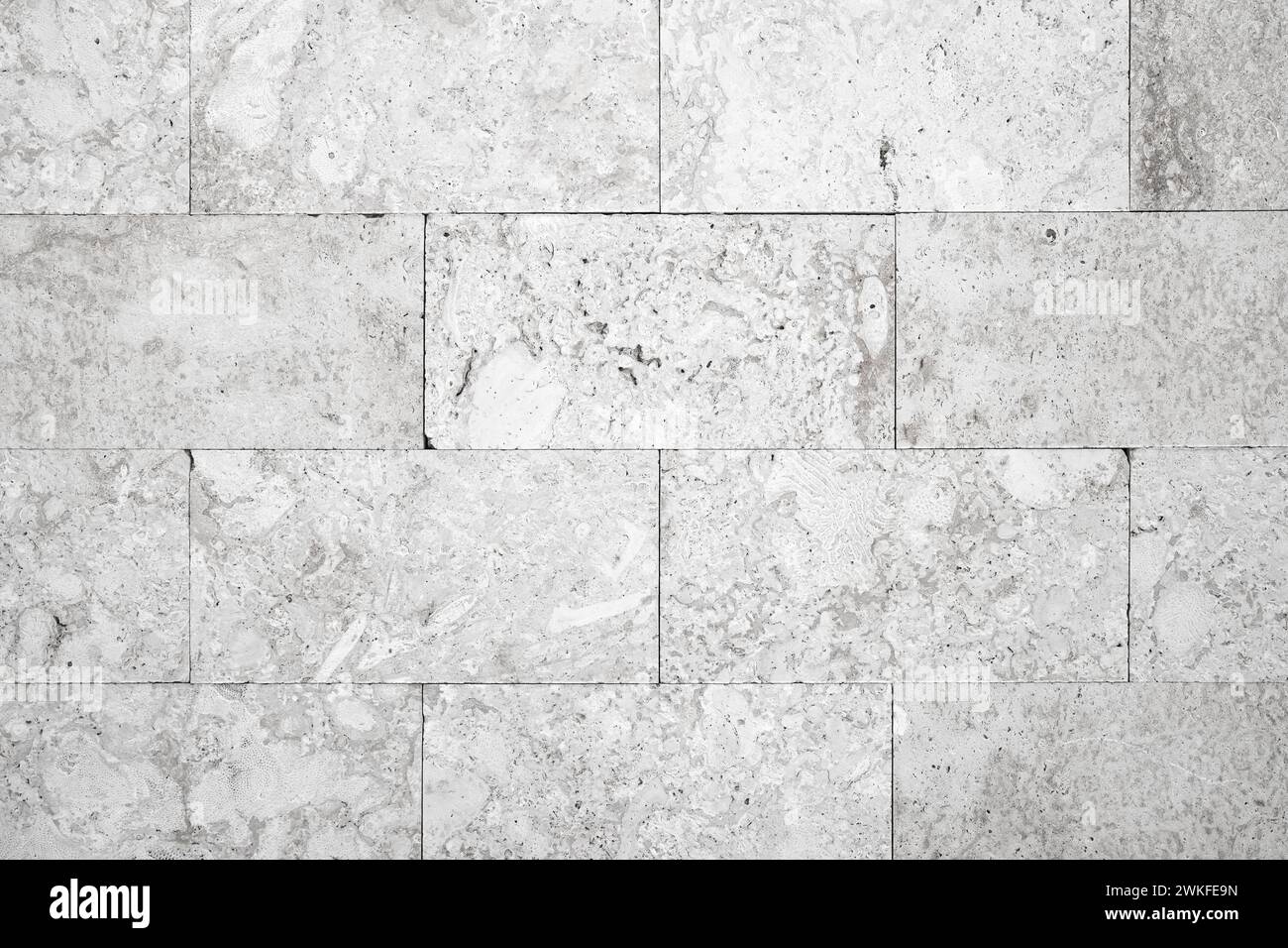 White decorative stone tiling on the front wall, background photo ...