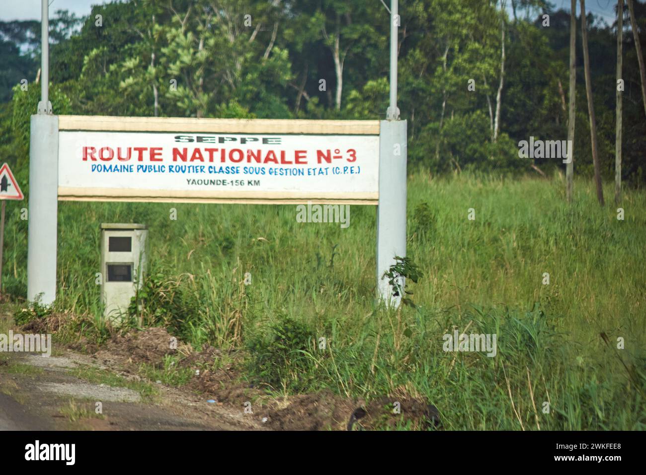 Roasd sign Route nationale 3 wit hspeed control camera Stock Photo - Alamy