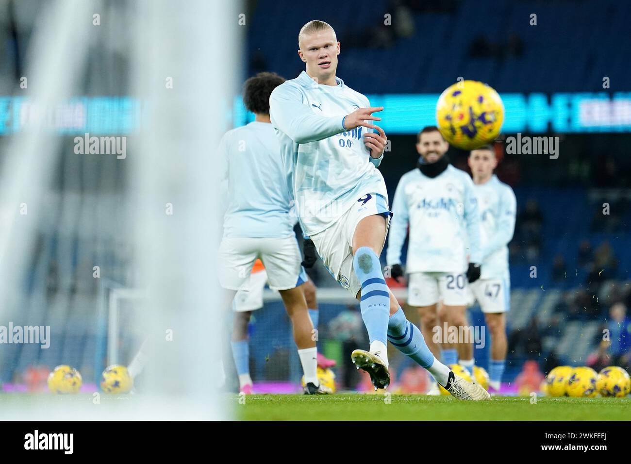 Manchester City's Erling Haaland warming up prior to kick-off before ...
