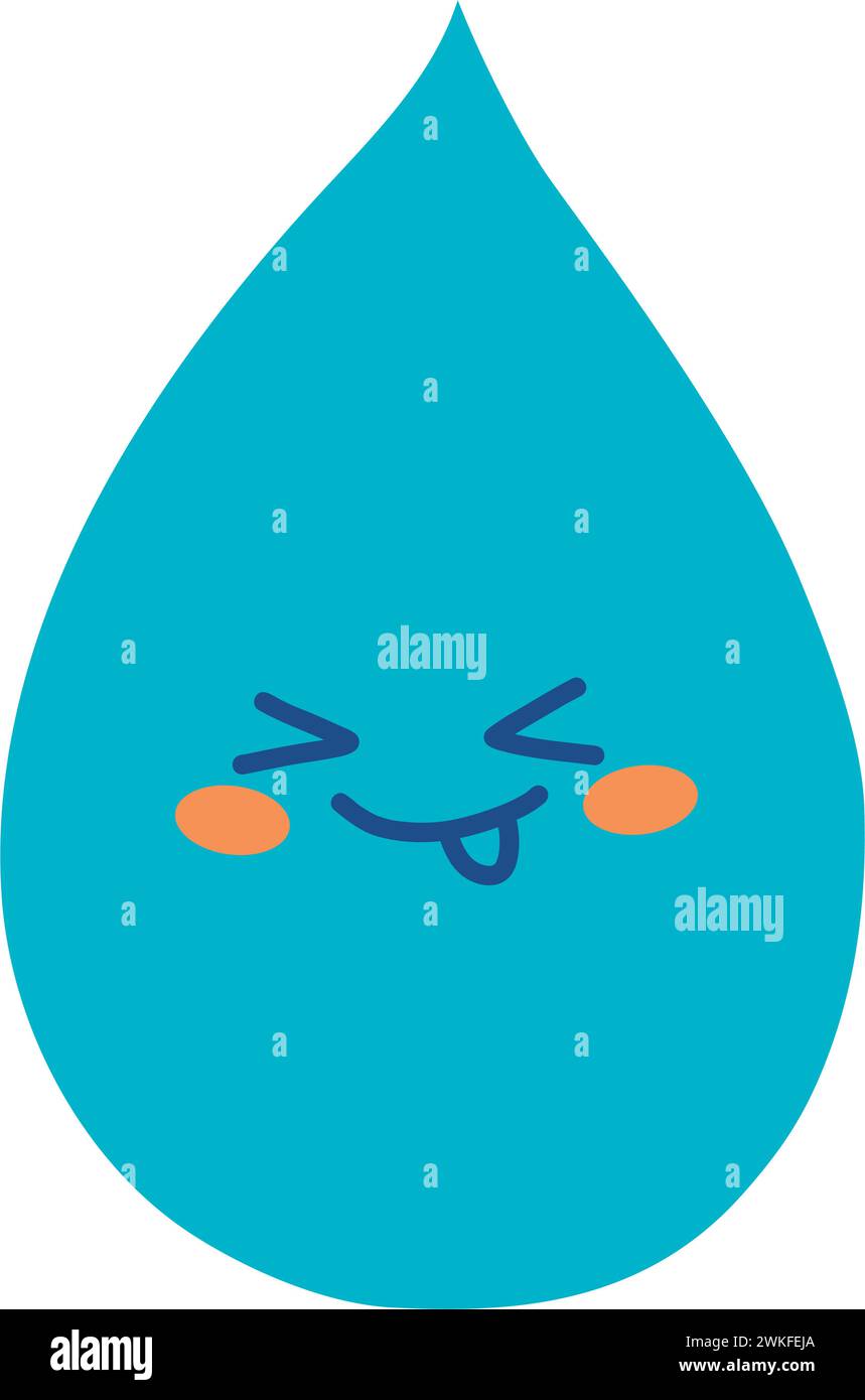 Cute kawaii hand drawn water drop. Funny vector character smiling Stock ...