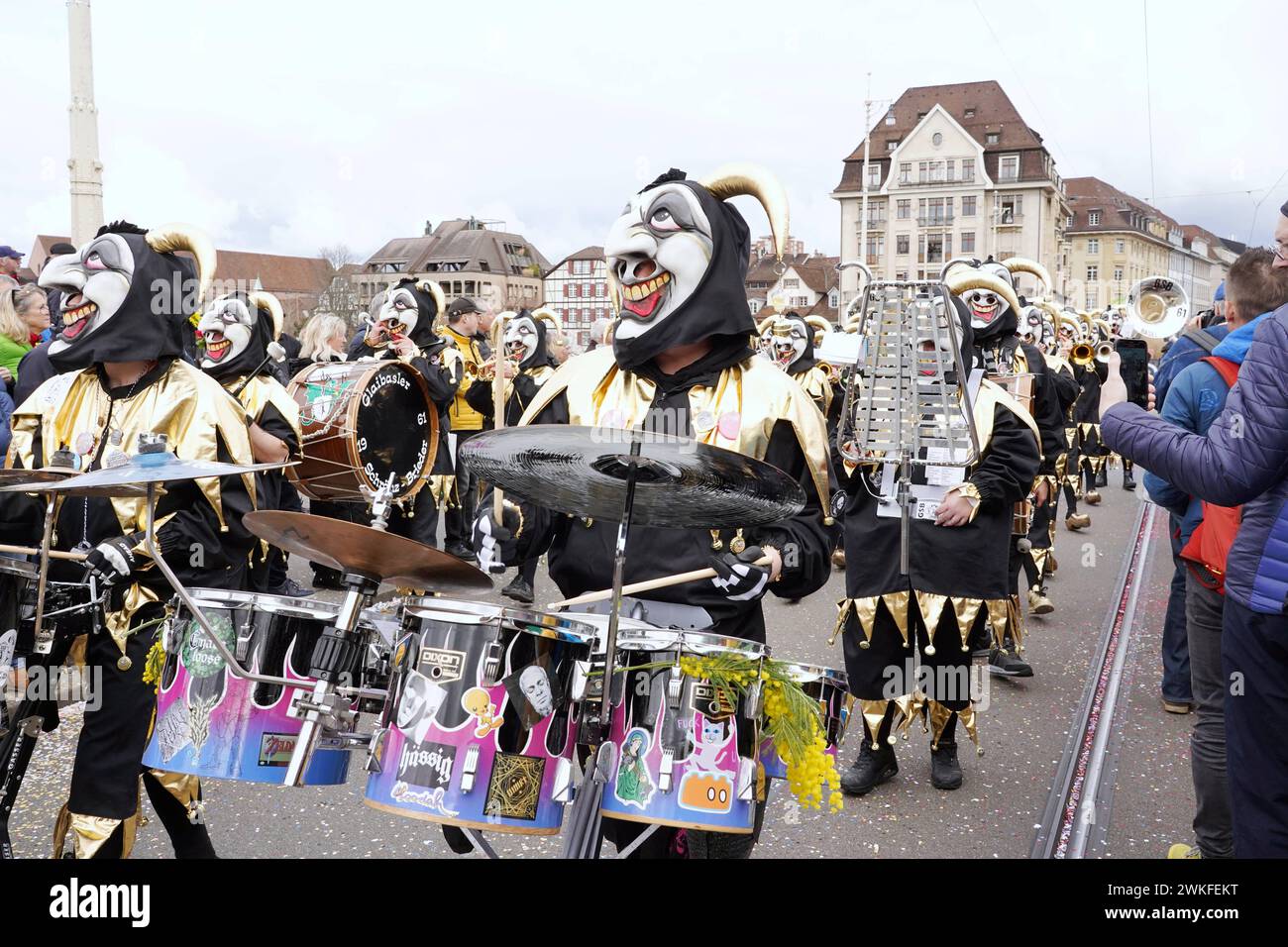 Anton Geisser 19.02.2024 Basler Fasnacht. Bild : Guggenmusik in Aktion *** Anton Geisser 19 02 ...