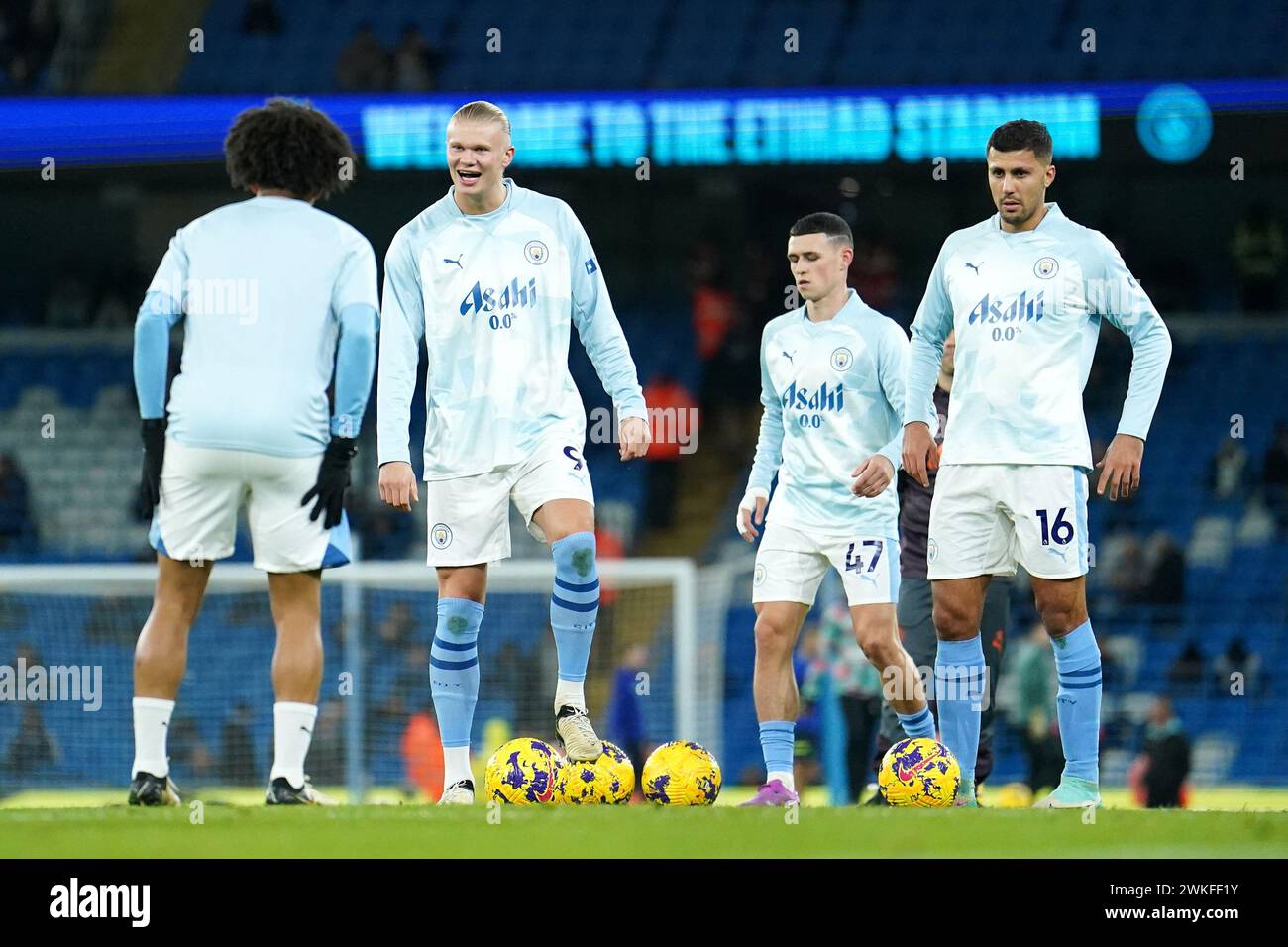 Manchester City's Erling Haaland (second right), Phil Foden and Rodri ...