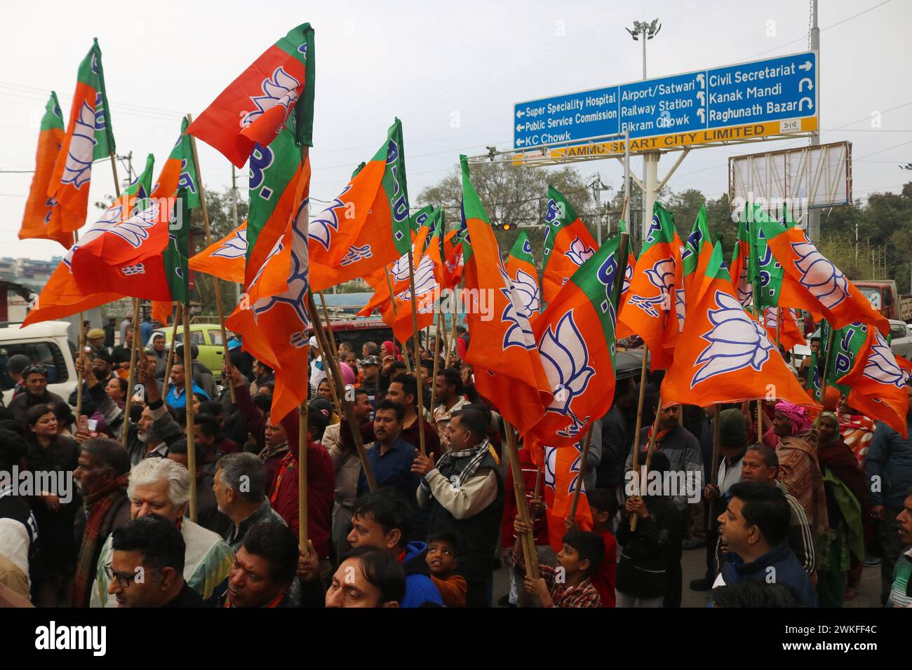 Jammu, India. 20th Feb, 2024. Persons support the India's Prime ...
