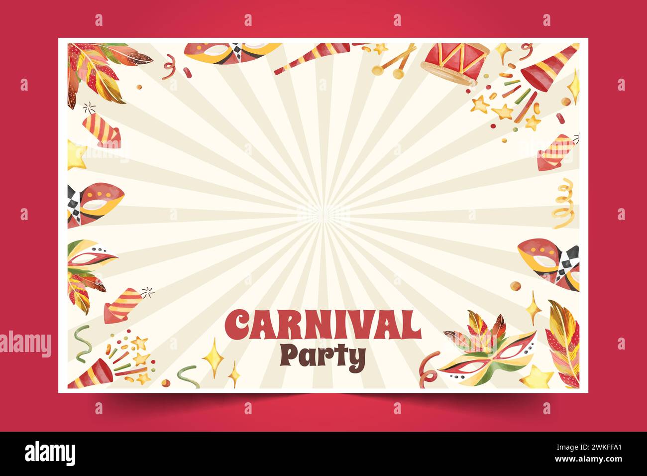 watercolor carnival photocall template design vector illustration Stock ...