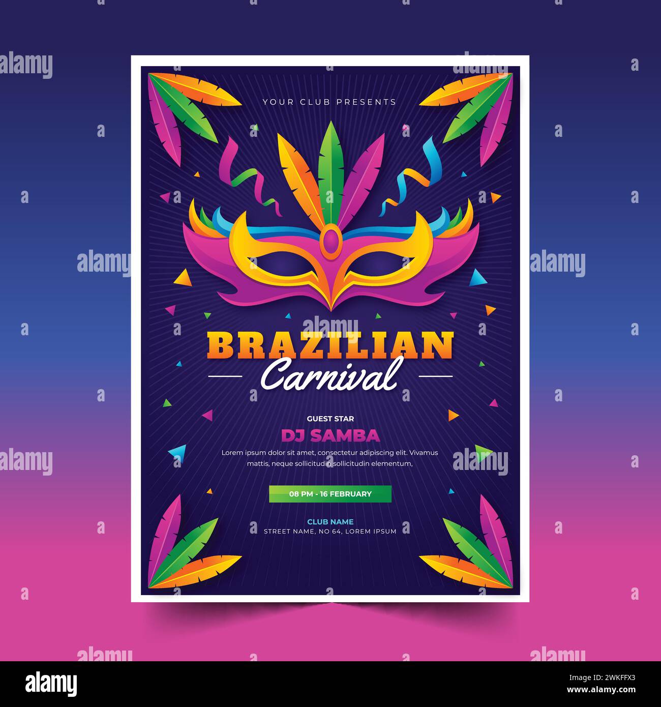 gradient brazilian carnival vertical flyer template design vector ...
