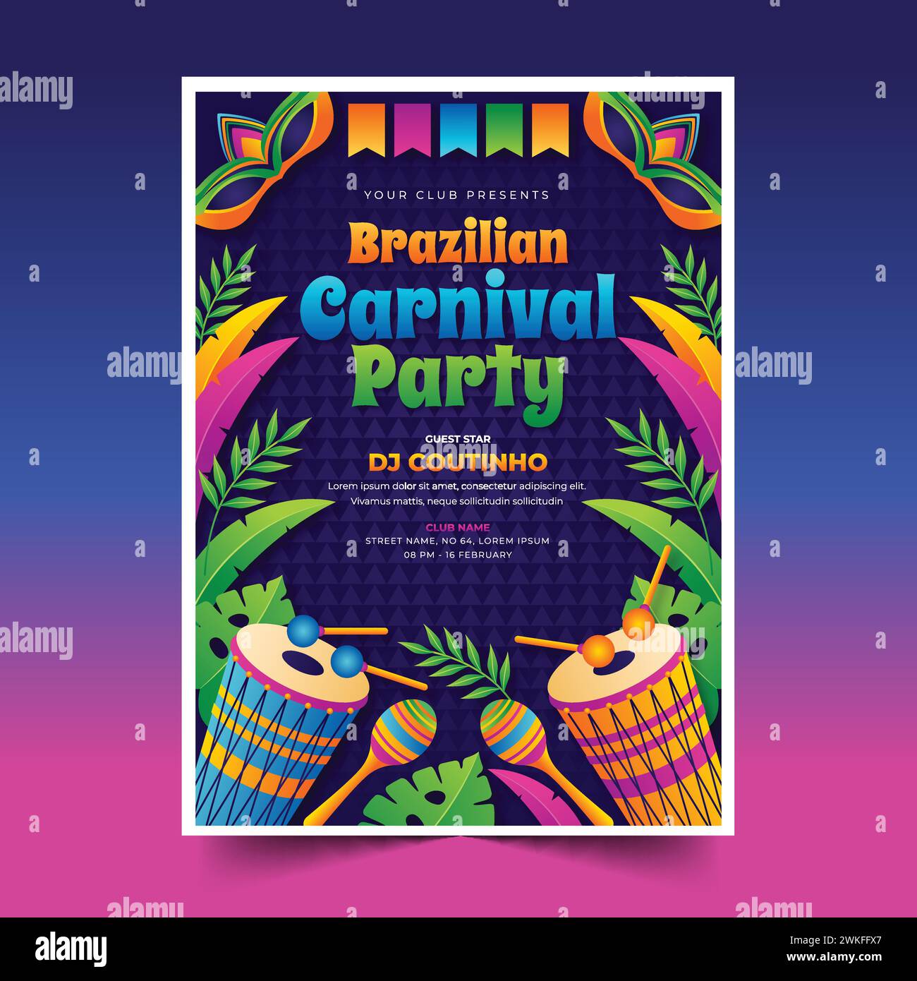 gradient brazilian carnival vertical flyer template design vector ...