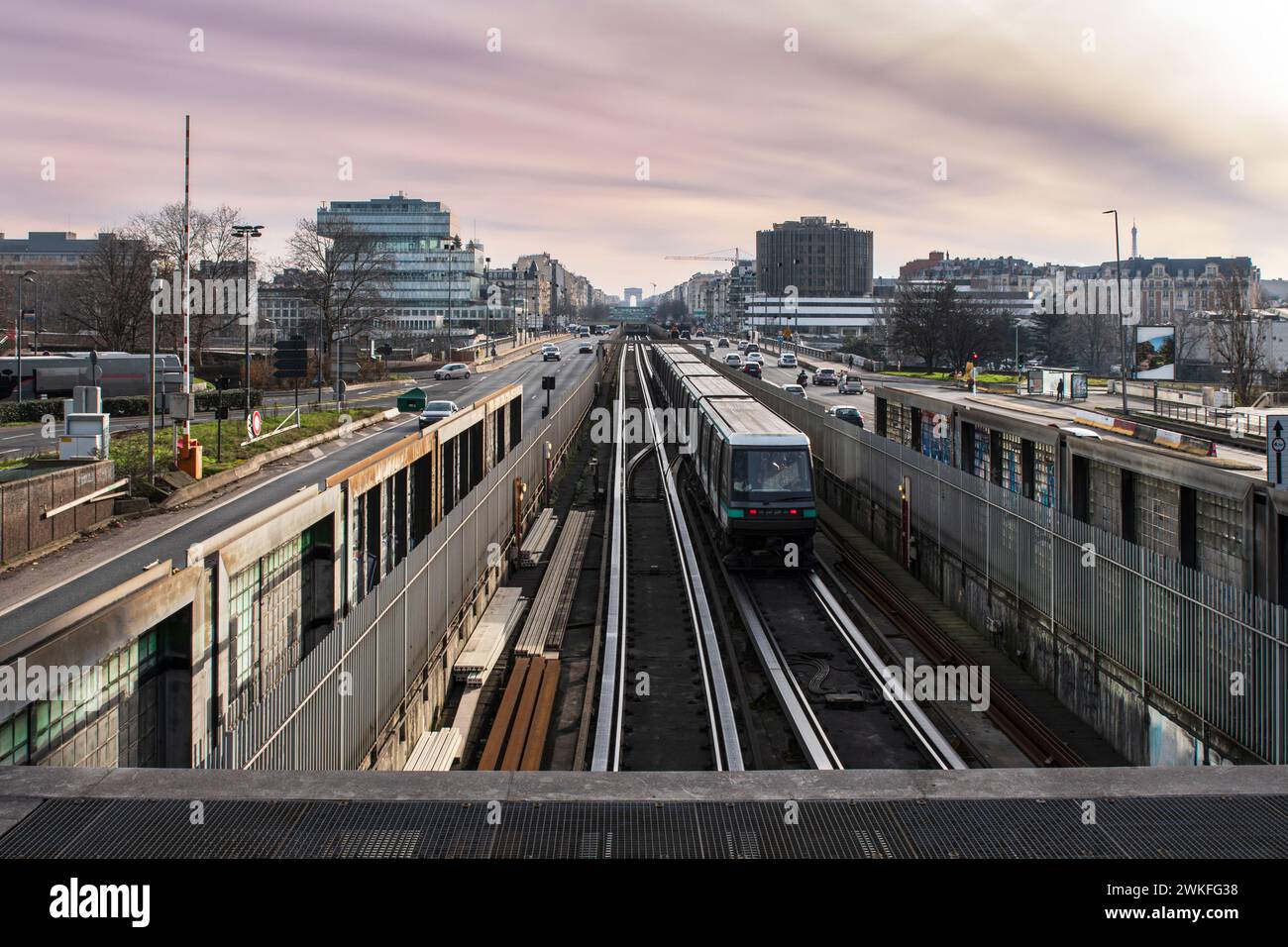 Outdoor metro between buildings in Paris, France Stock Photo - Alamy