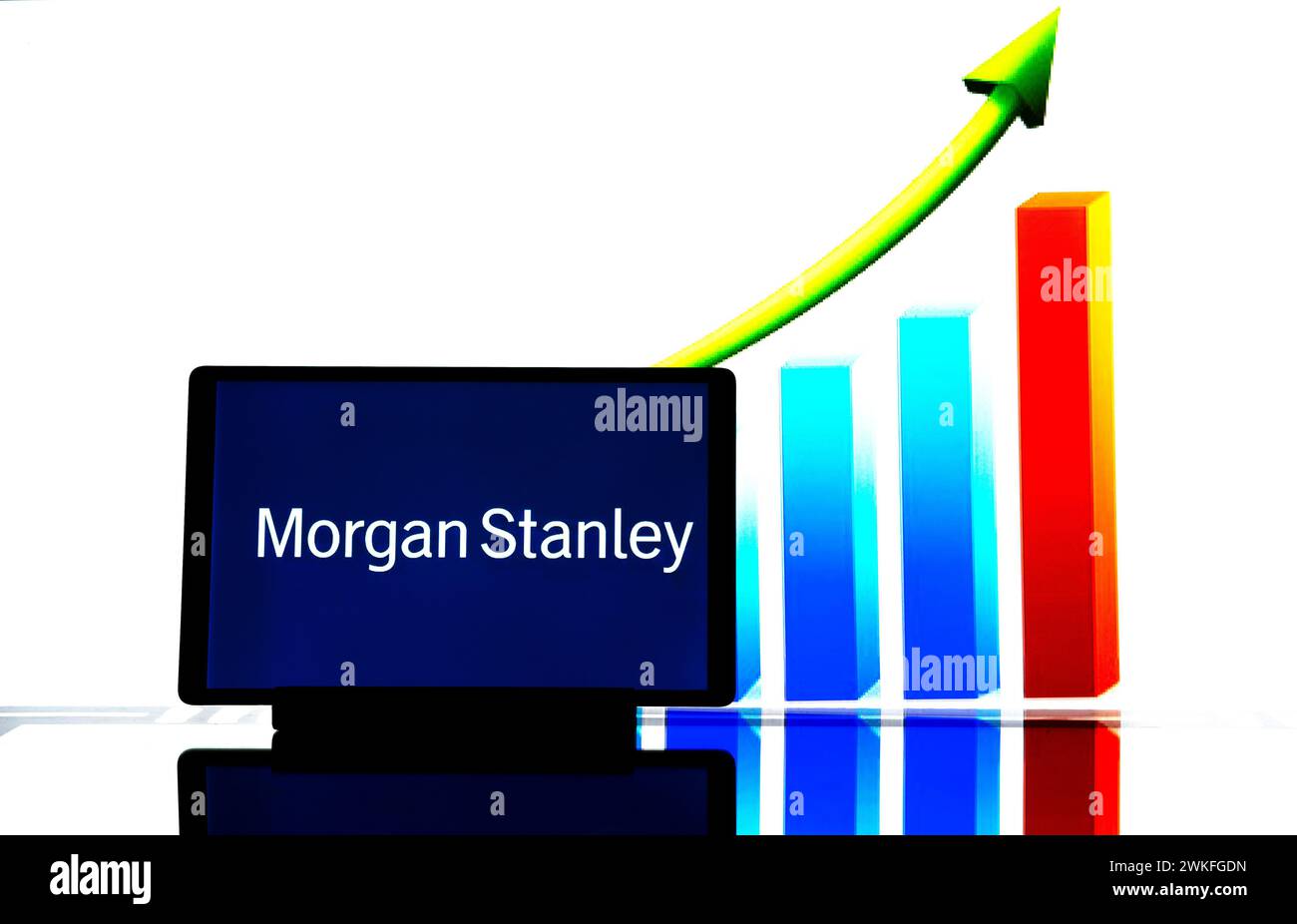 In this photo illustration, the Morgan Stanley logo seen displayed on a ...