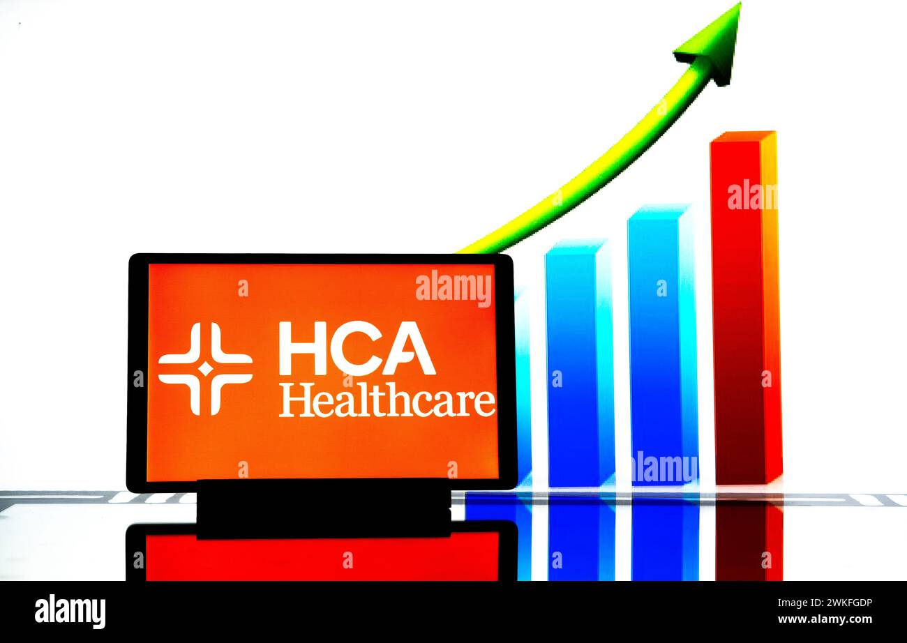 In this photo illustration, the Hospital Corporation of America (HCA Healthcare) logo seen ...