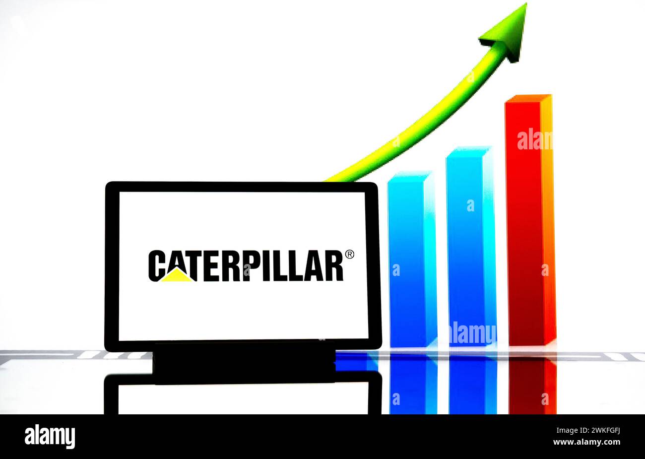 In this photo illustration, the Caterpillar Inc. logo seen displayed on ...