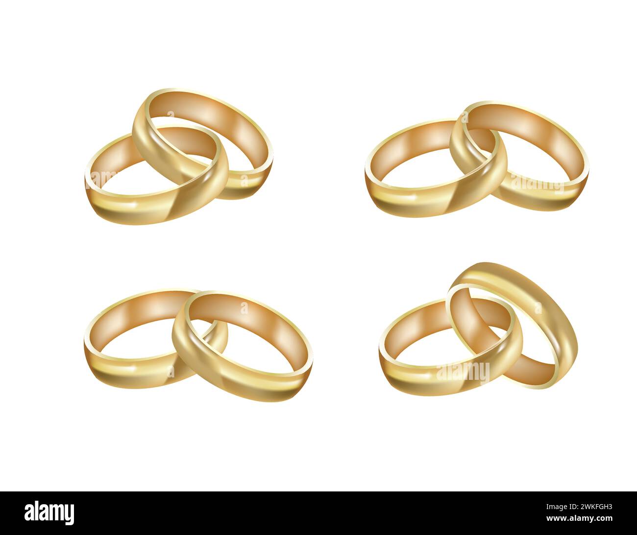 Two golden rings joined, realistic vector Stock Vector Image & Art - Alamy
