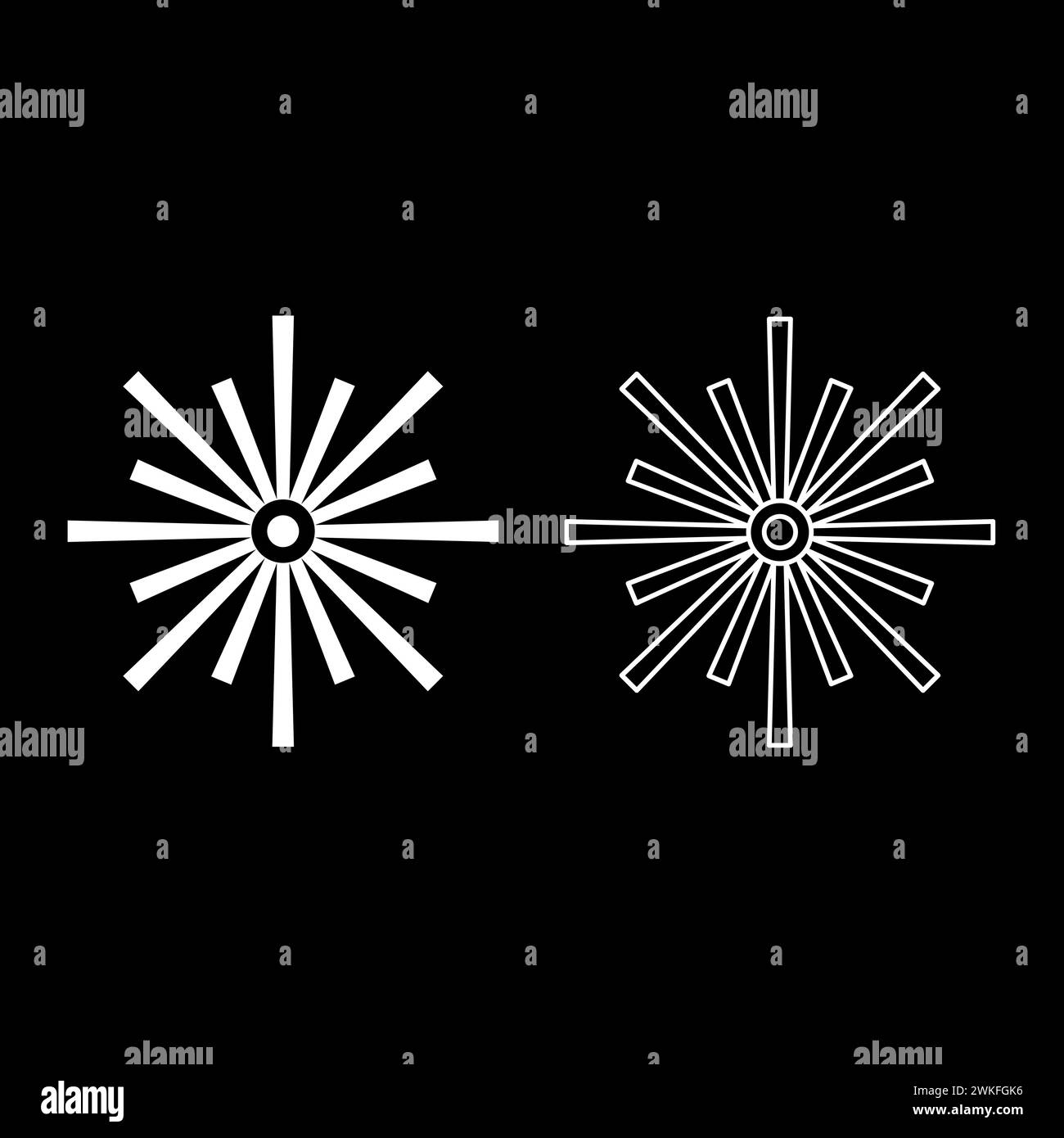 Laser optic beam flash sparks linear set icon white color vector ...