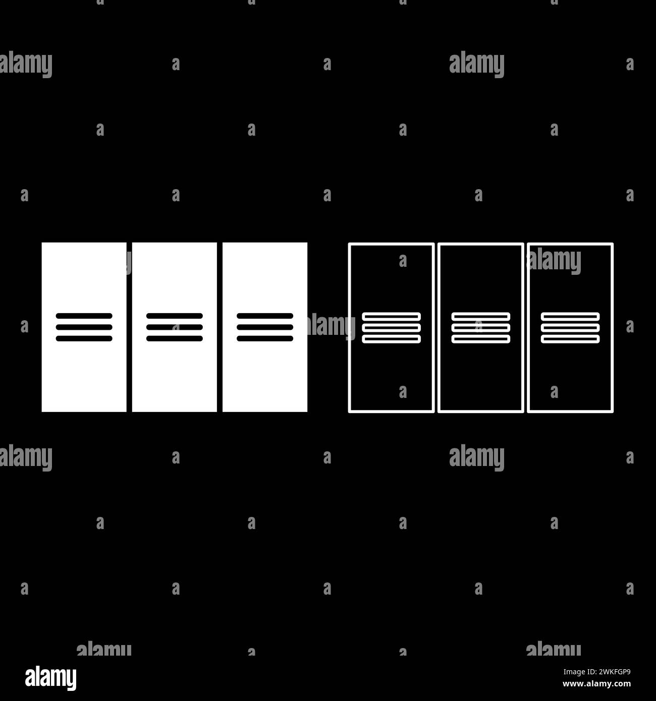 Metal cabinet steel lockers boxes set icon white color vector ...