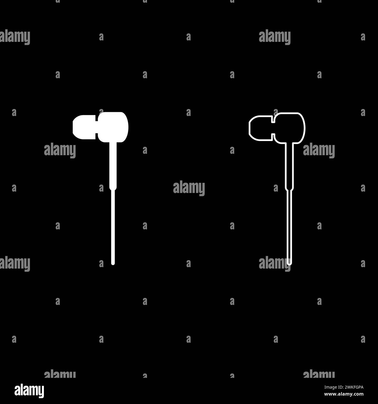 Vacuum headphones wired set icon white color vector illustration image ...