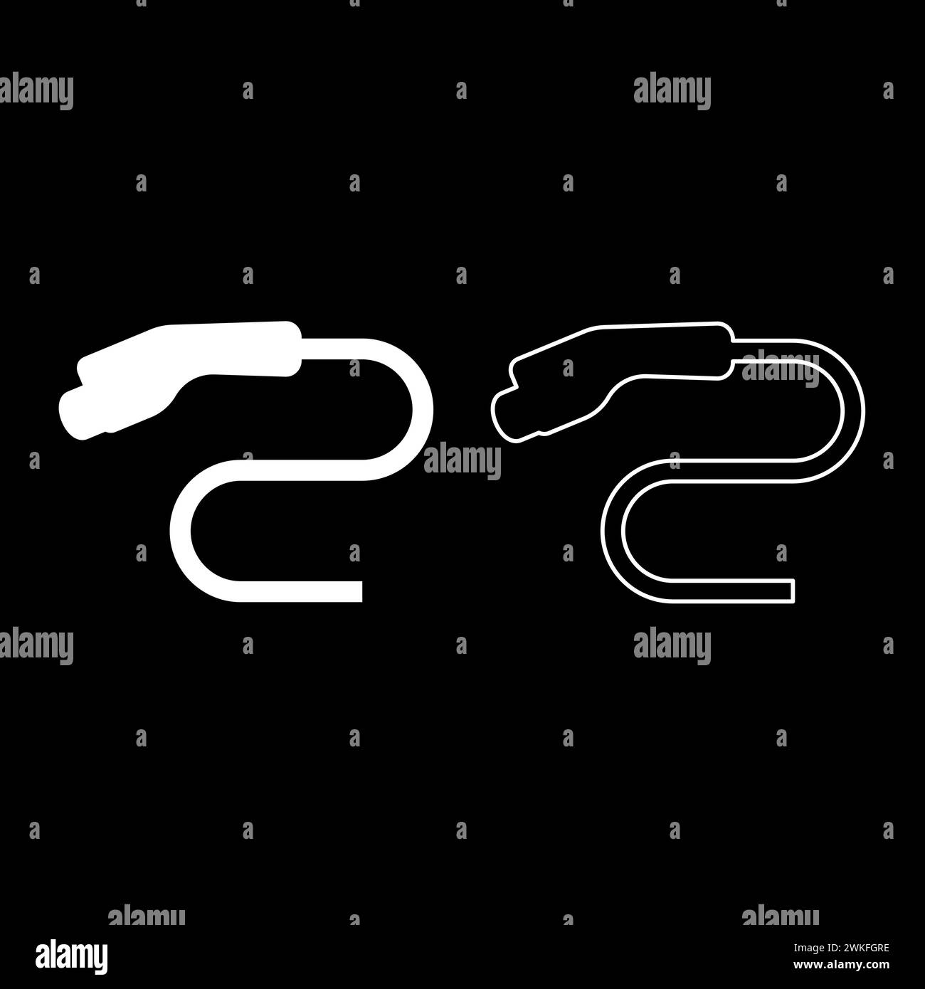 Electric car charger charging plug Ev set icon white color vector ...