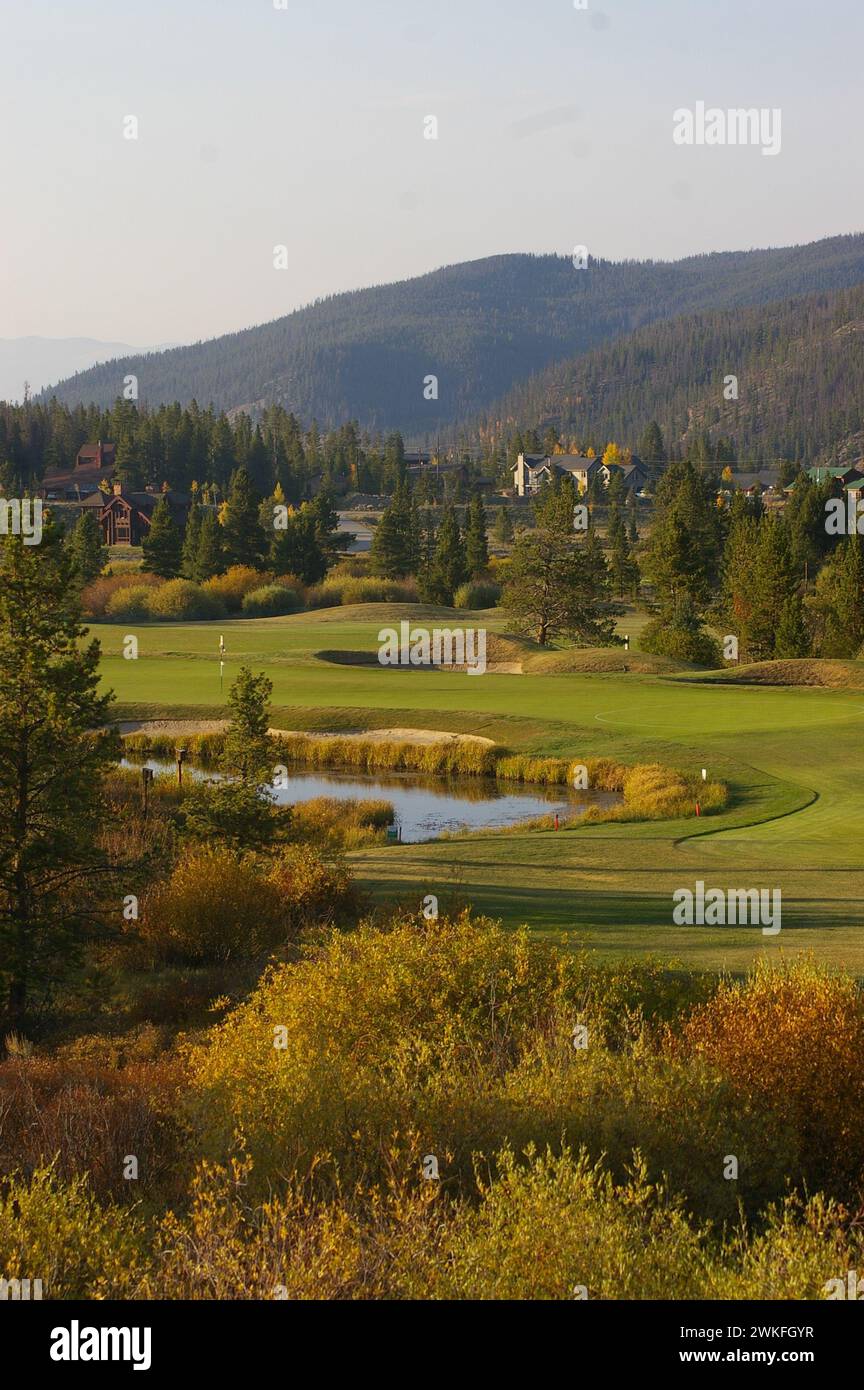 Scenic view of Green Valley Golf Course with a rocky creek, seen from ...