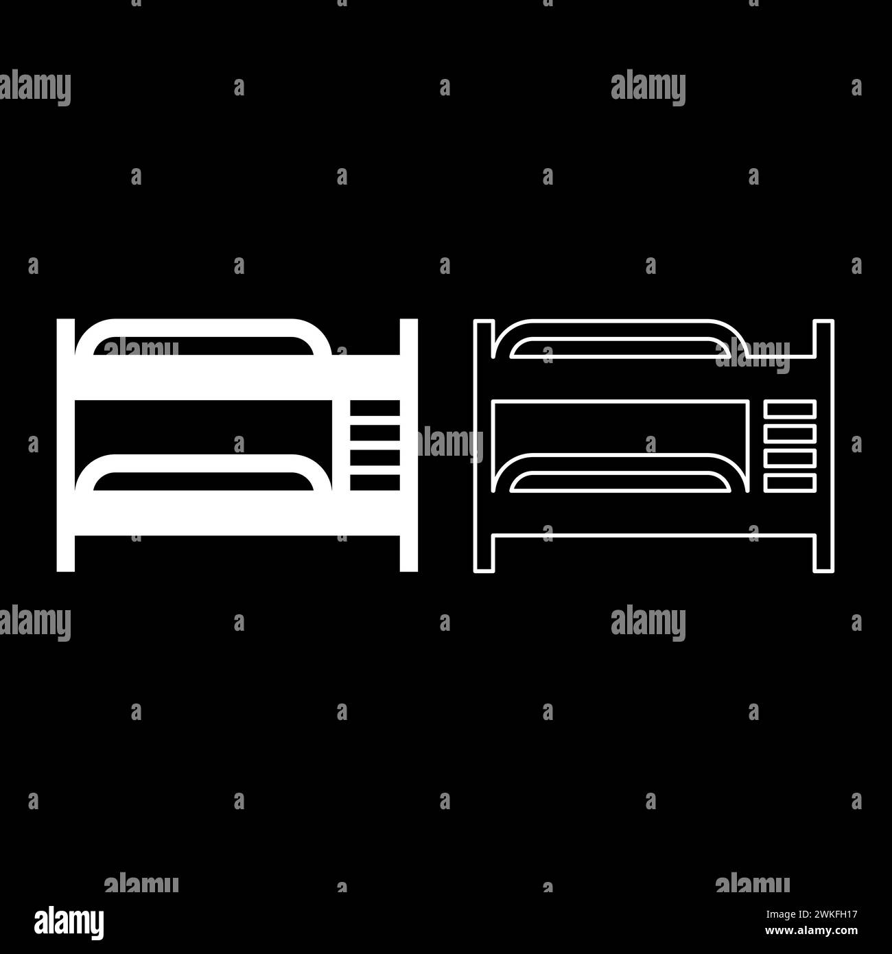 Double tier bunk bed set icon white color vector illustration image ...