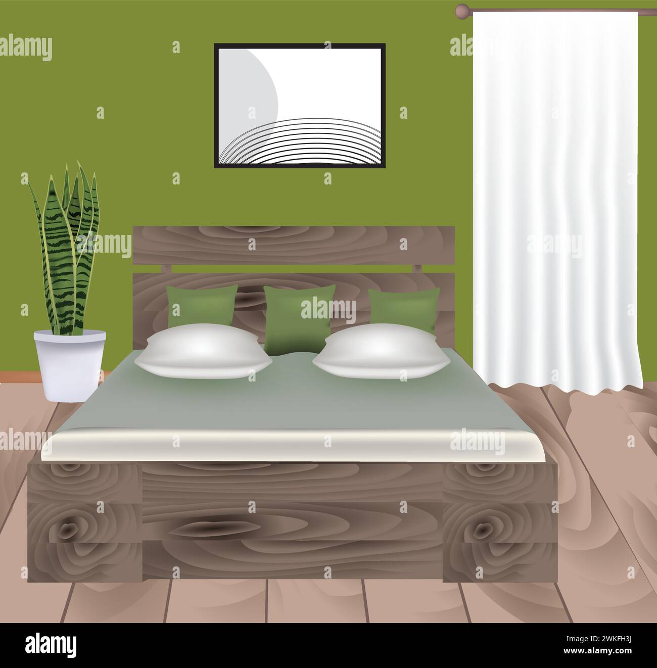 Bedroom design with bed. vector Stock Vector Image & Art - Alamy