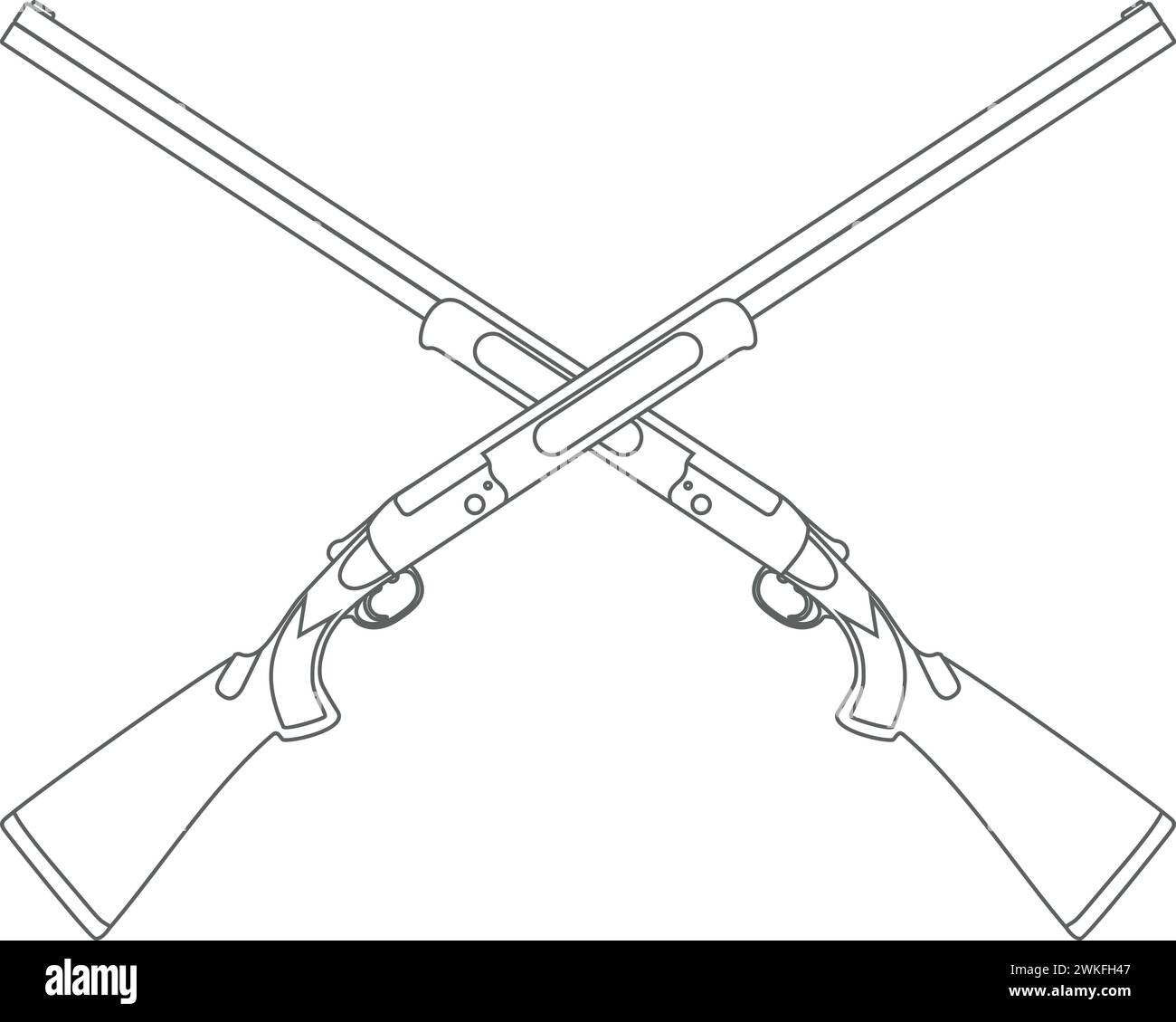 Crossed Hunting Rifles Isolated Outline Icon in Flat Style Stock Vector ...