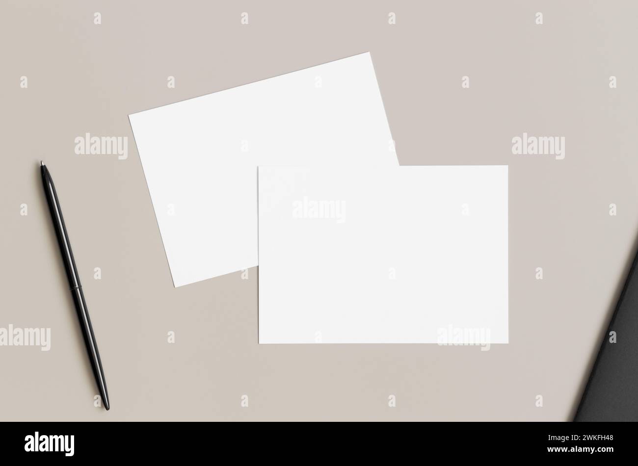 Two invitation white cards mockup, 5x7 ratio, similar to A6, A5 ...
