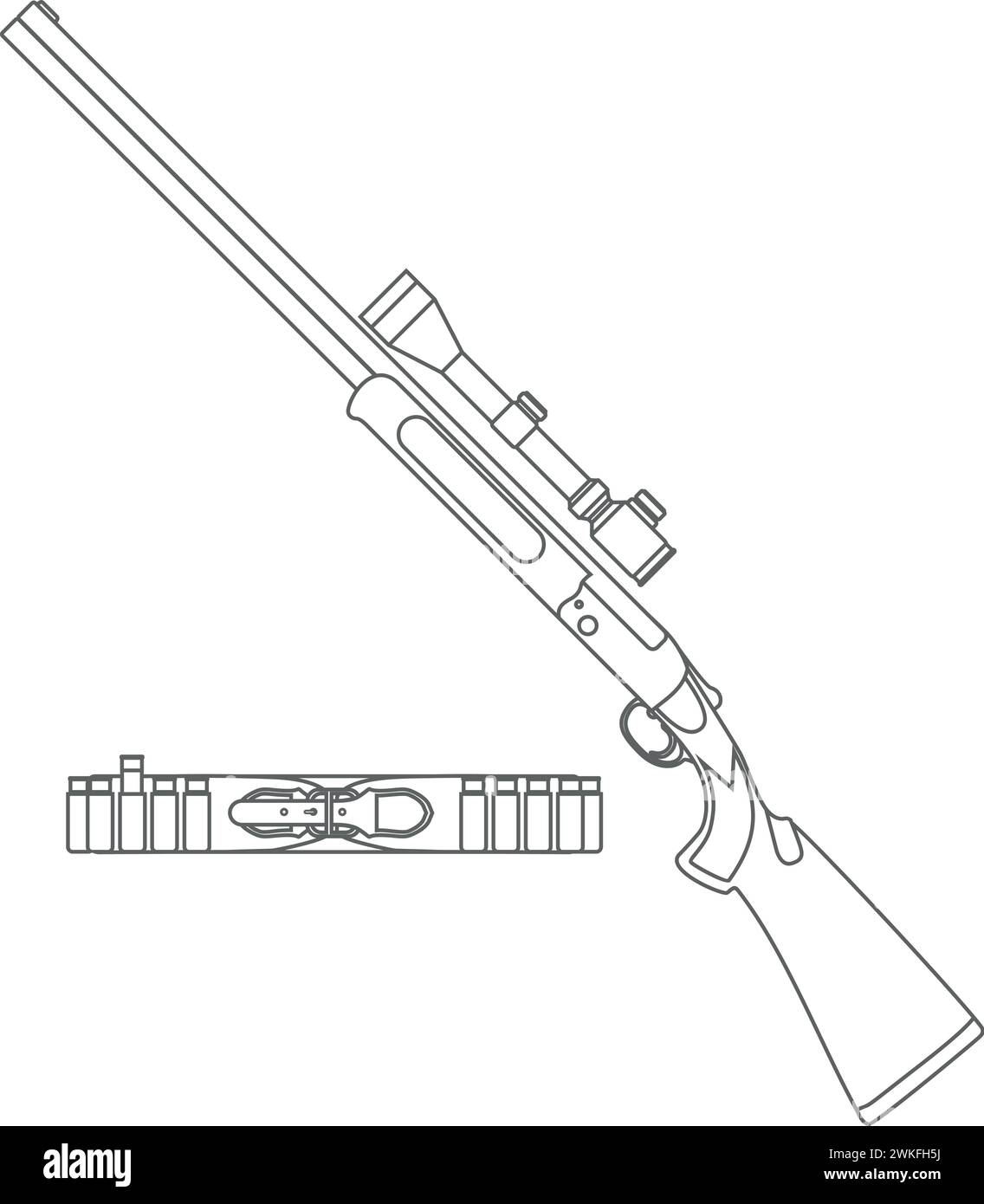 Rifle with Optical Sight and Hunting Bandolier Belt with Cartridges ...