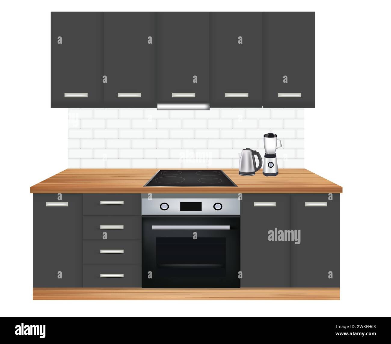 Black kitchen design, vector illustration Stock Vector Image & Art - Alamy
