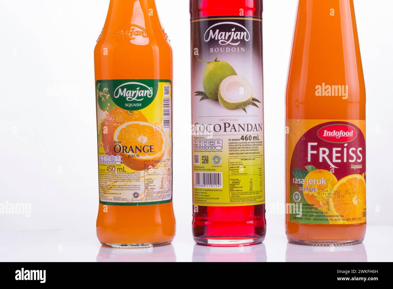 Fresh fruit drink bottle display on the bottle. Indonesian brand fruit ...