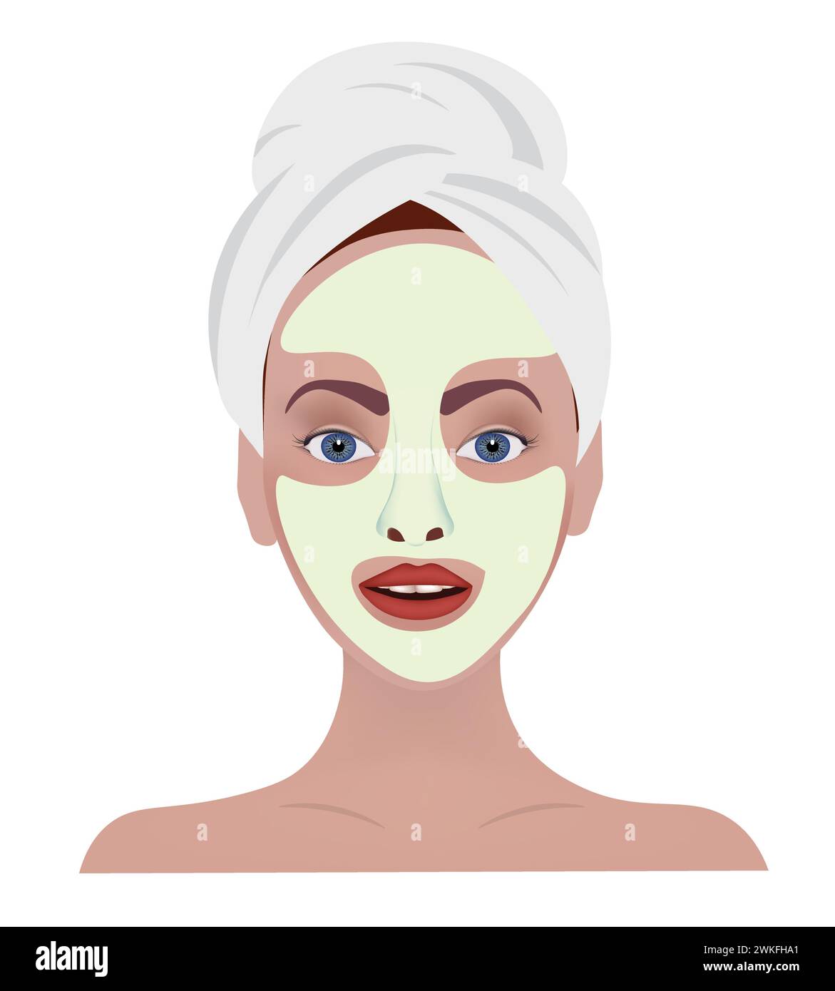 Woman with wrapped towel and face mask. vector Stock Vector Image & Art ...