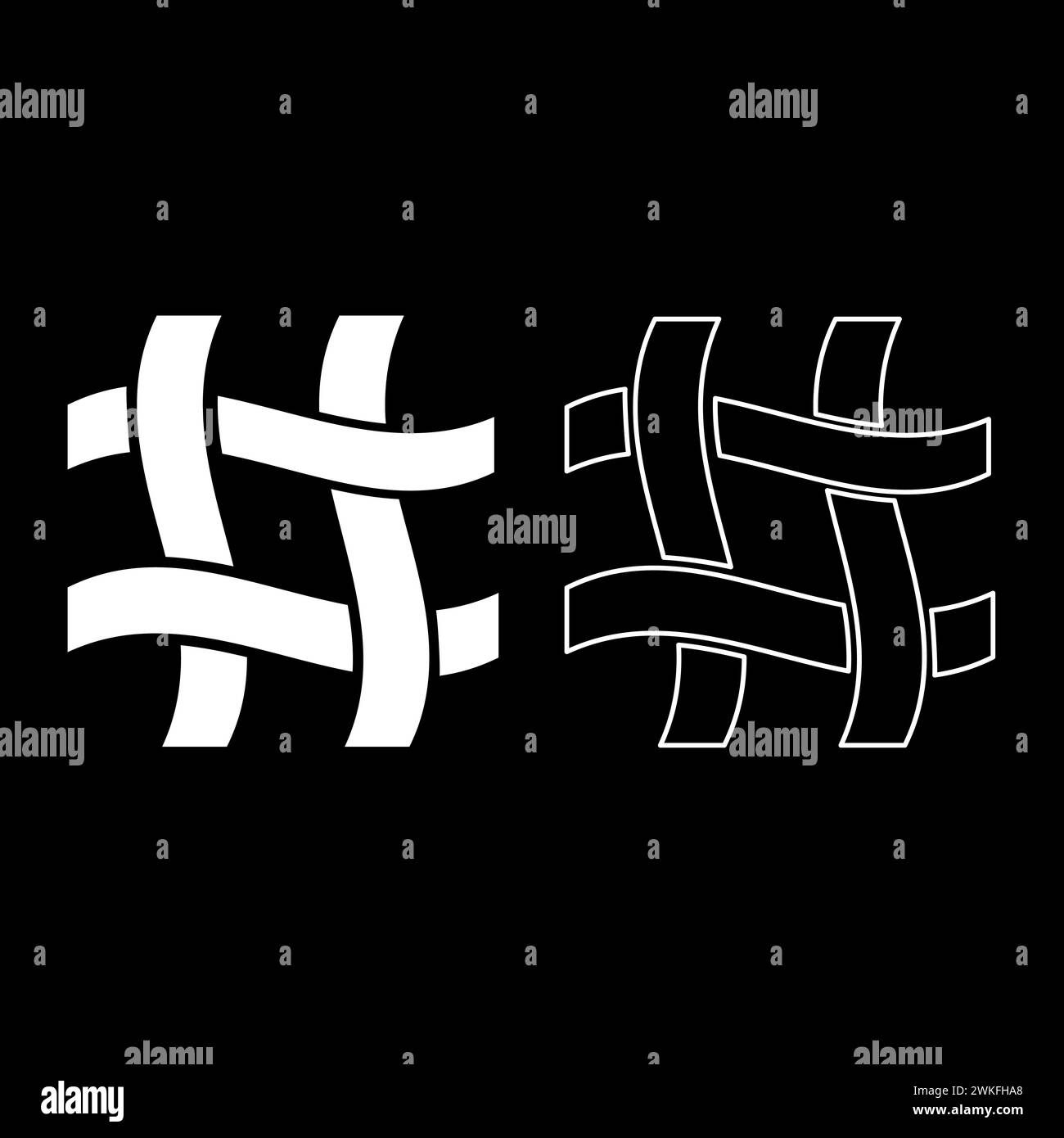 Textile fabric linen texture weaved set icon white color vector ...