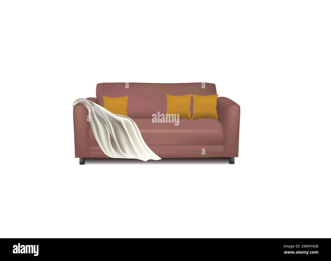 Brown sofa with blanket, vector Stock Vector Image & Art - Alamy