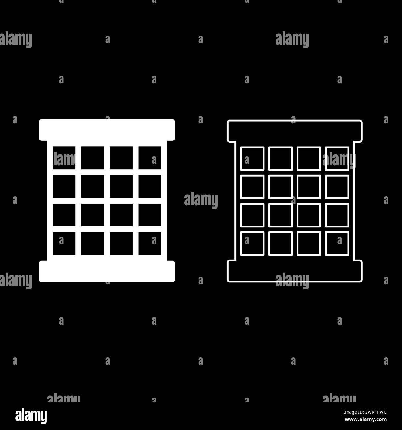 Prisoner window grid grate prison jail concept set icon white color ...