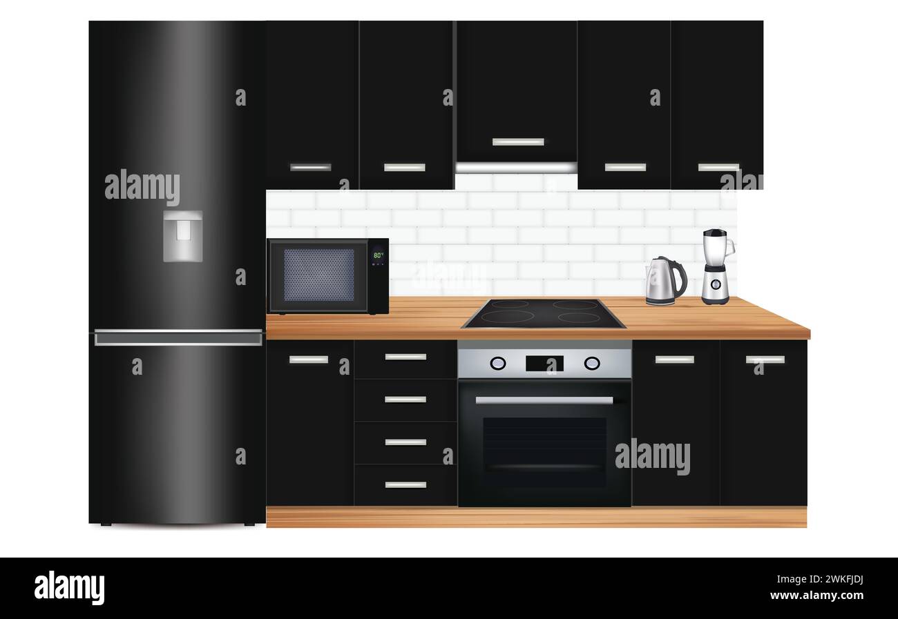 Black kitchen Stock Vector Images - Alamy