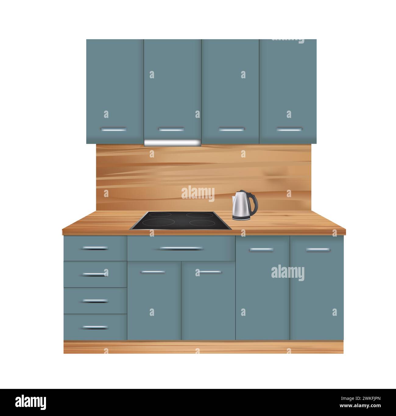 Pale blue kitchen design, vector illustration Stock Vector Image & Art ...