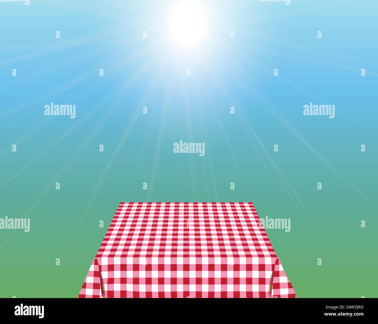Empty picnic table with tablecloth outside, vector Stock Vector Image ...