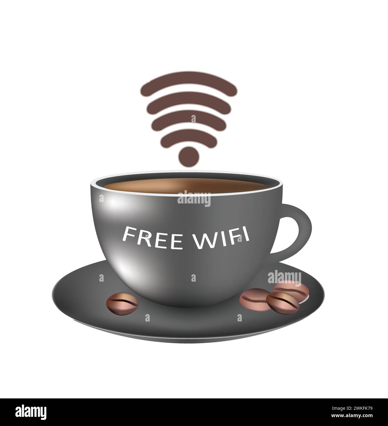Free wi fi coffee cup. vector Stock Vector Image & Art - Alamy