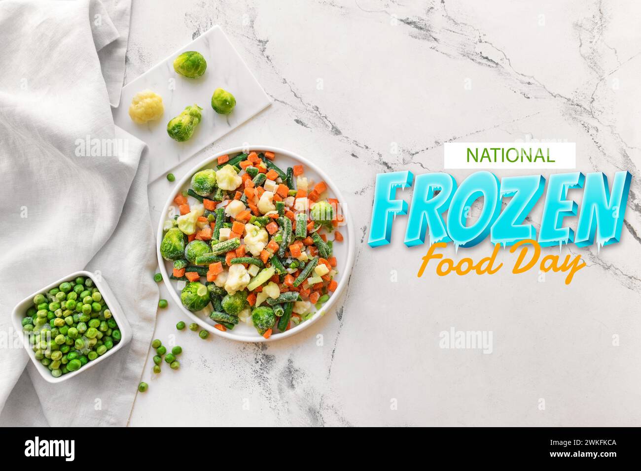Banner for National Frozen Food Day with frozen vegetables Stock Photo ...