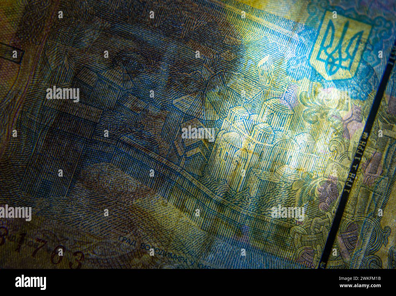 Close-up view from below of money with a portrait of a man Stock Photo ...
