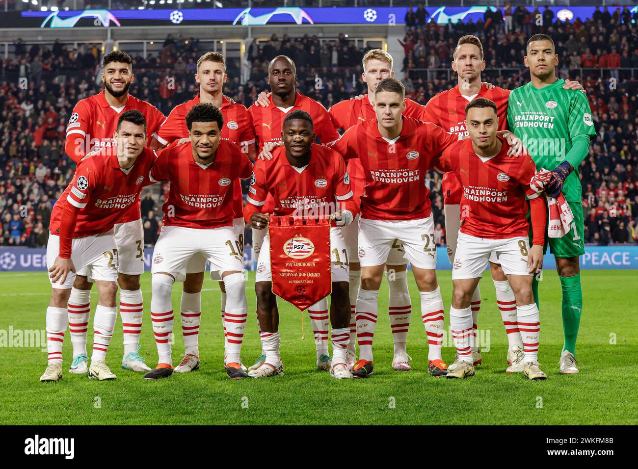 EINDHOVEN, NETHERLANDS - FEBRUARY 20: Team photo of PSV prior to the ...