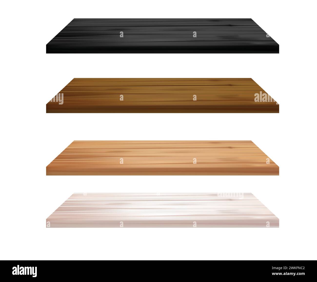 Wooden oak plank set, perspective view, vector Stock Vector Image & Art ...