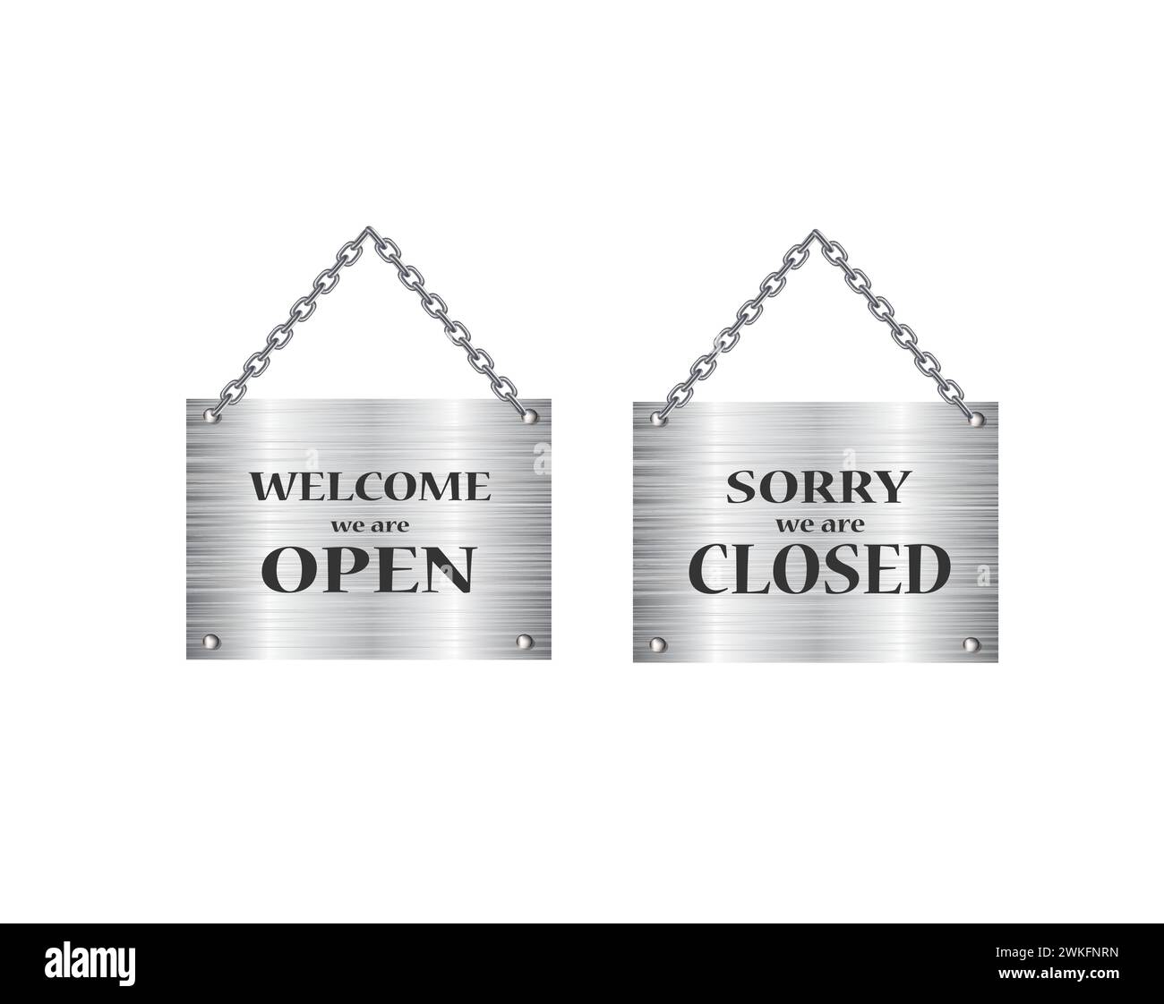 Open and closed signs on metal board, vector Stock Vector Image & Art ...