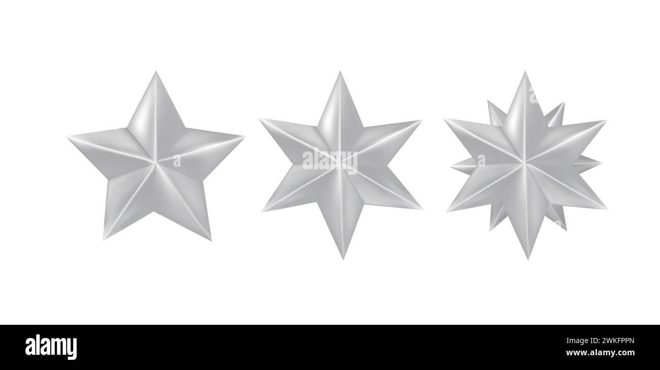 3D silver stars on white background, vector Stock Vector Image & Art ...