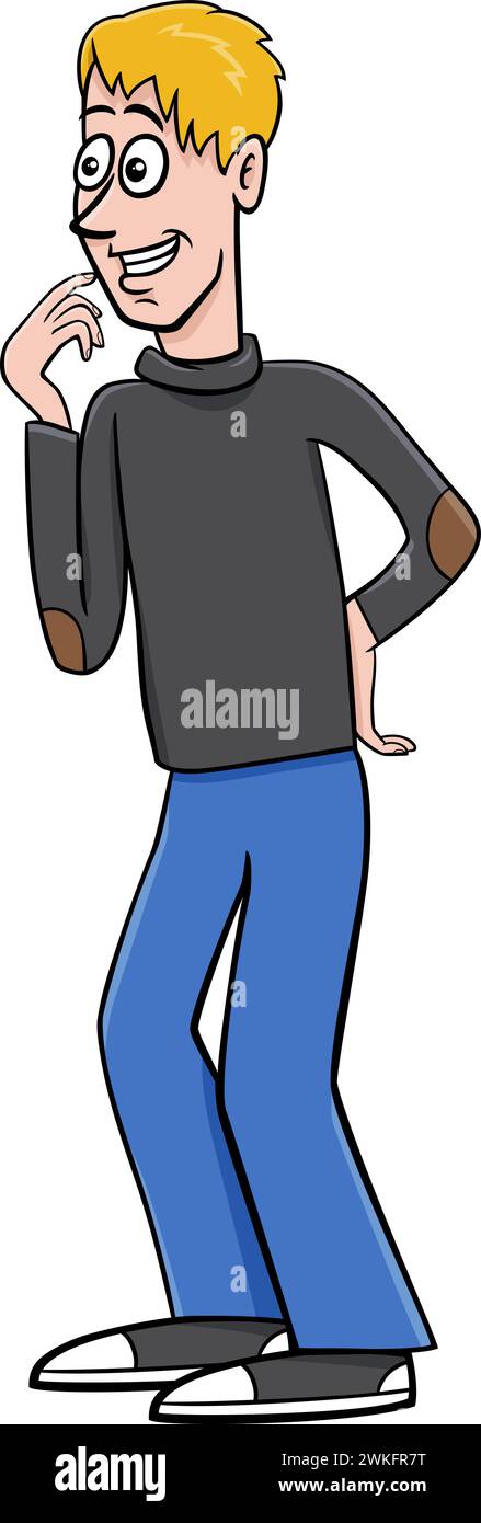 Cartoon illustration of funny young man or guy comic character Stock ...