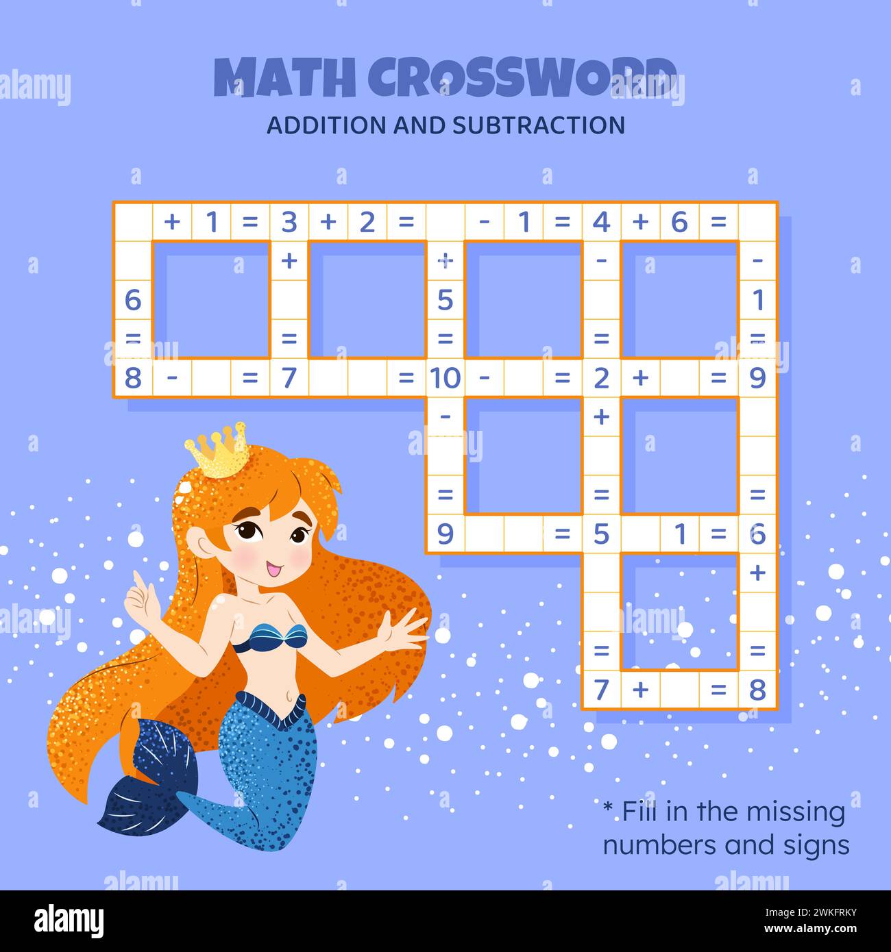 Math Crossword puzzle. Addition and subtraction Stock Vector Image ...