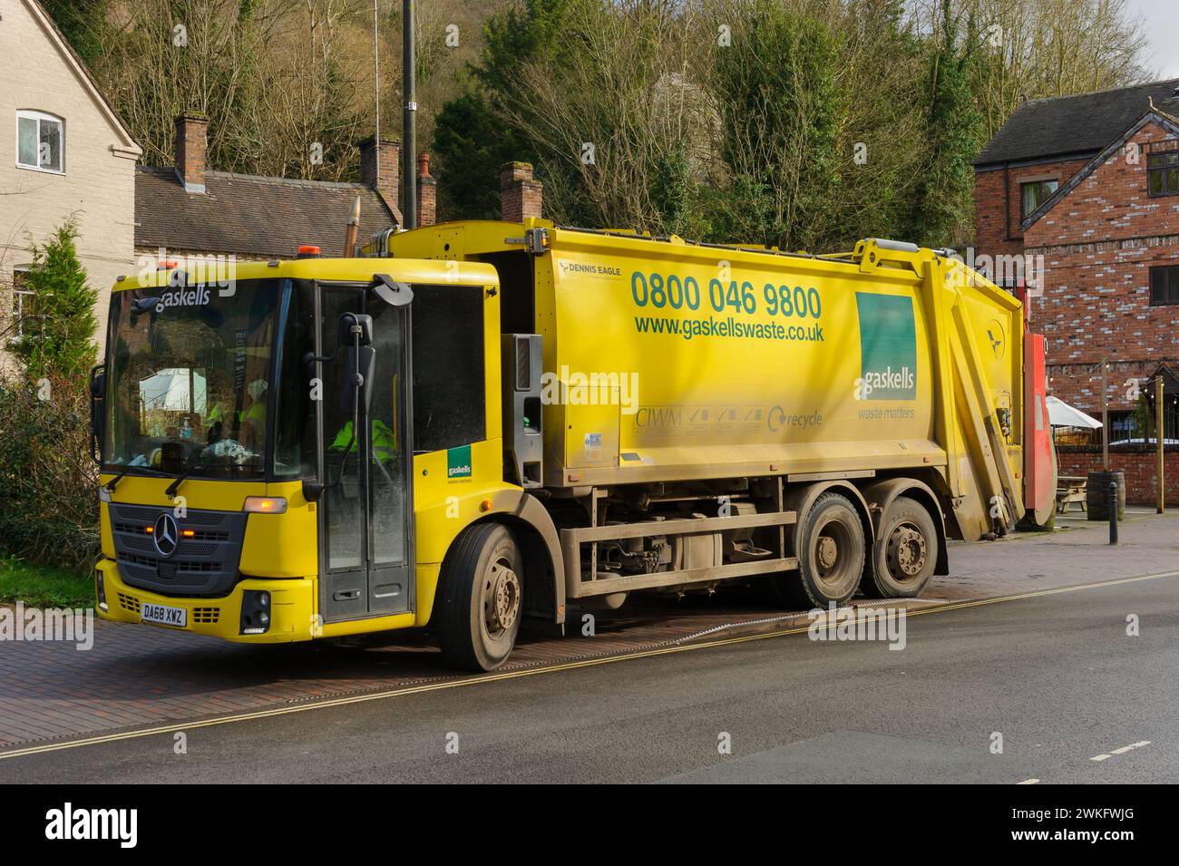 A Gaskells Waste collection truck at Ironbrigge, Shropshire, England ...