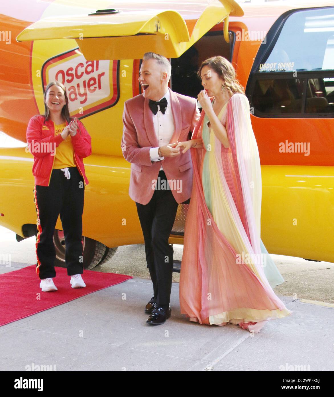 February 20, 2024 Drew Barrymore and Ross Mathews arriving back to The ...